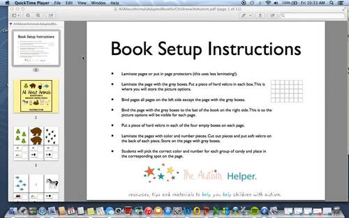 Size, Color, & Counting Animal Adapted Book by The Autism Helper