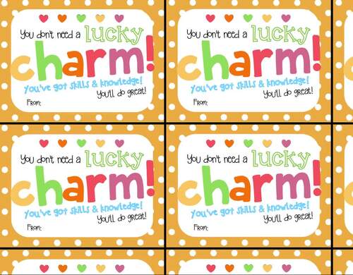 Charm Bracelet/ Lucky Charms Testing Motivation Gift Tag-You don't need ...