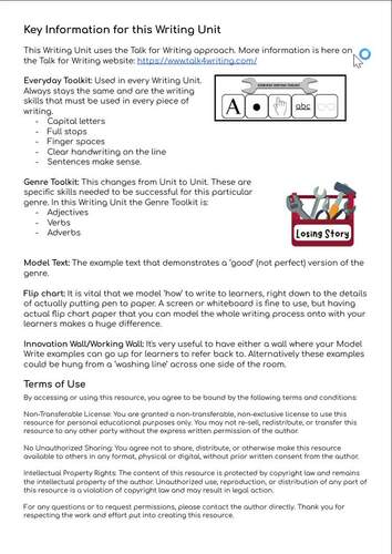 1st/2nd Grade Story Writing Unit, All Plans & Resources, 15 Lessons