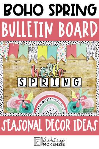 Boho Spring Bulletin Board Ideas or Door Decor | March Bulletin Board ...