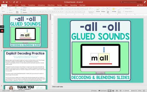 Decoding and Blending Board Slides - Glued Sounds -ALL and -OLL | TPT