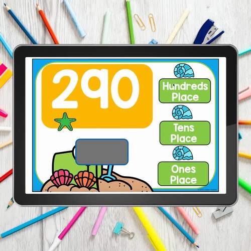 Digital Math Task Cards: Place Value -Boom Cards Distance Learning