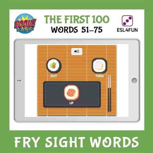 Boom Cards- Fry Sight Words-The First 100 (Words 51-75) by ESL4FUN