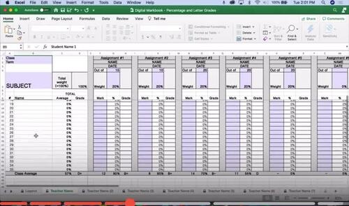 Digital Gradebook - Automated Mark Calculation (Google Sheets ...