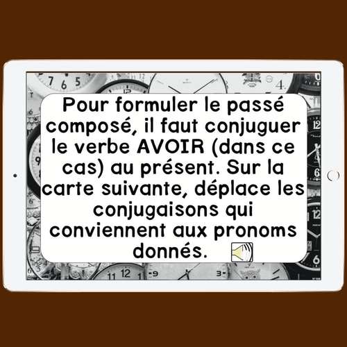 Le passé composé avec avoir | Cartes Boom | La grammaire française