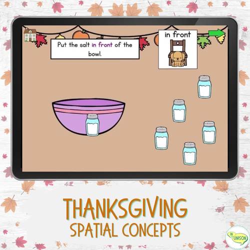 Thanksgiving Spatial Concepts Boom Cards™ In Front Behind Next To Between