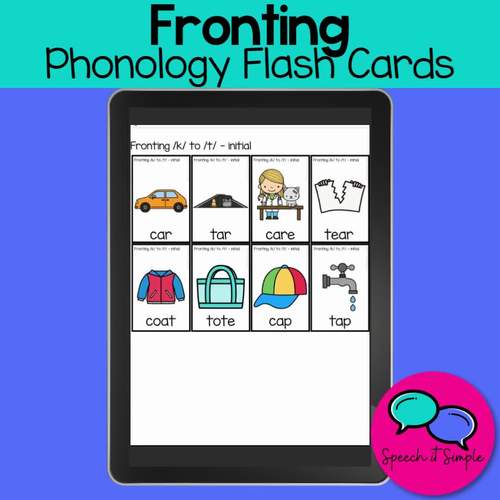 Fronting Minimal Pair Cards - Minimal Pairs - Phonology - Flashcards