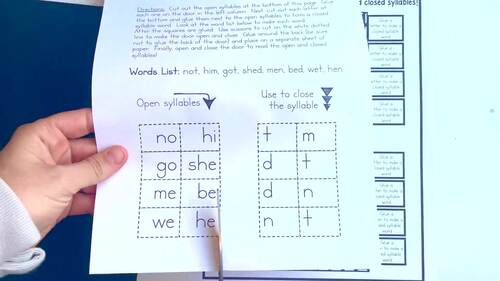 Open and Closed Syllable Craft by Kiddie Concepts | TPT