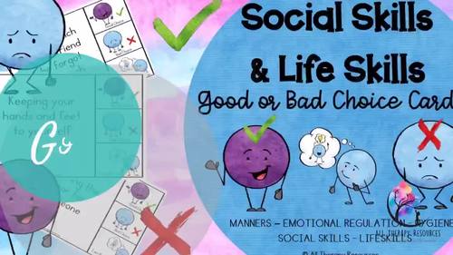 Social Skills & Life Skills - Good or Bad Choice Cards - ADLs Aphasia ...