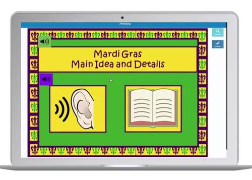 Mardi Gras Main Ideas and Details (Boom Cards with Audio Support)