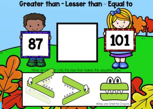 Boom Cards™ Greater than, Less than, Equal to by Stop and Smell the Crayons