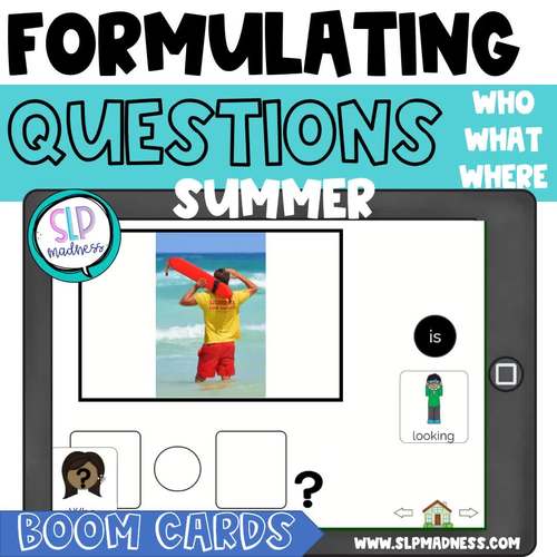 Summer Formulating Asking Wh Questions Boom Cards Speech Therapy by SLP ...