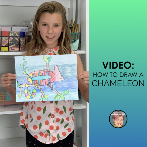 Free Distance Learning Art Video for Kids: How to Draw a Chameleon