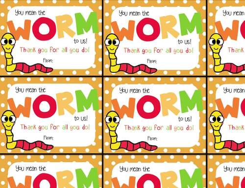 Cute Gummy Worms Teacher/ Staff Appreciation Treat Tag | TPT