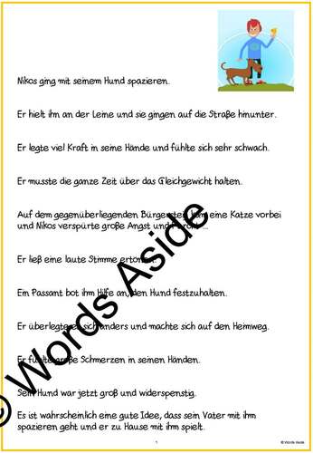 German Guided Literacy Leveled Reading Writing Passage Lesson by Words ...