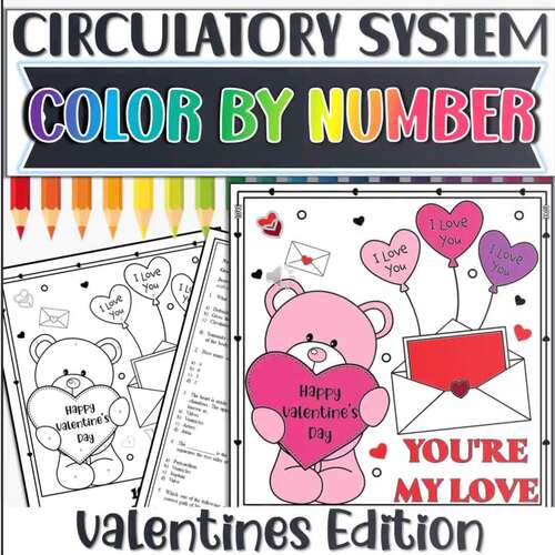 Circulatory System Valentine's Day Color by Number | Biology Science ...