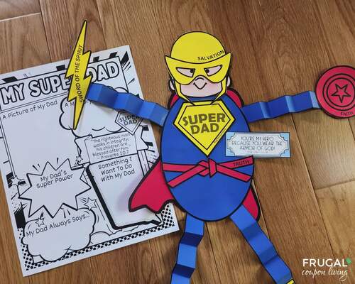 Superhero Father's Day Craft Printable, Armor of God Bible Craft Gift ...