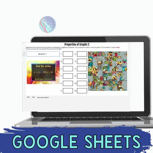 Properties of Graphs Set 2 Digital Picture Unscramble using Google Sheets