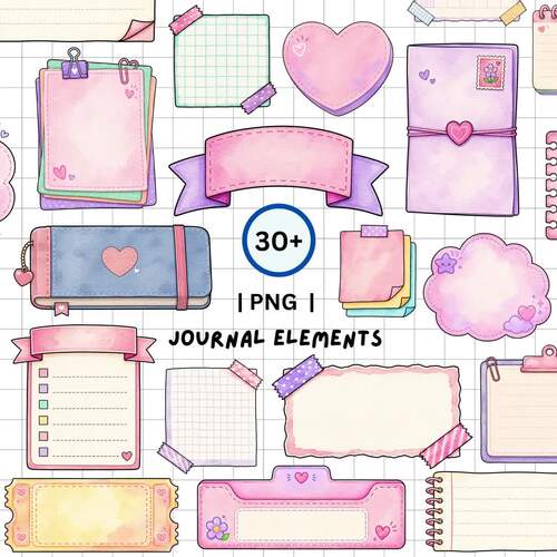 Cute Pastel Journal Elements PNG Clipart for Planners & Classroom