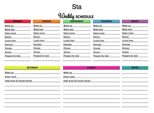 Kids Weekly Schedule Printable PDF by Mom Money Map | TPT