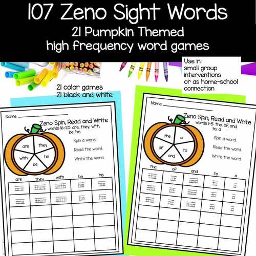 107 Zeno Halloween High Frequency Sight Word practice-Reading, Spelling ...