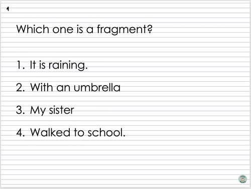 Year 1 Identify The Fragment & Sentence - Explicit Sentence Writing Slides