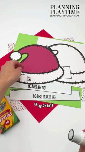 Editable Santa Name Hat Craft | December Holiday Activities for Kids