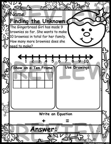 10 Math Winter/Christmas Word Problems, Comparing Numbers, and Unknown ...