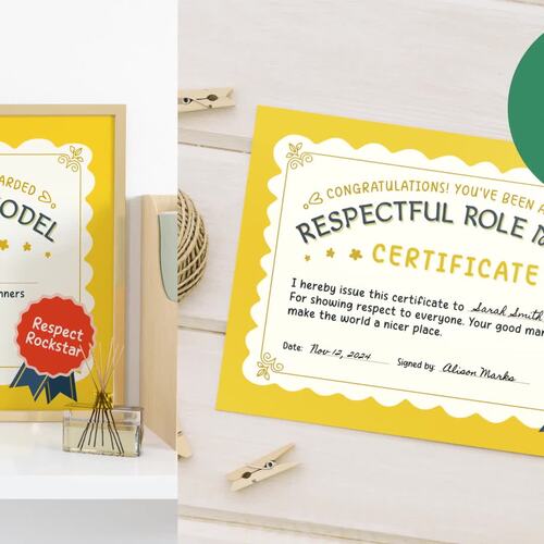 Respectful Role Model Certificate of Achievement | Recognition Award ...