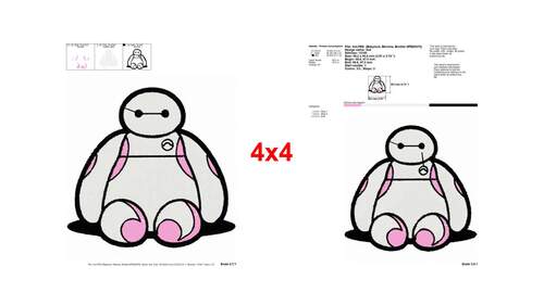 Baymax Big Hero 6 Cartoon Robot Character Embroidery Designs - Instant Download