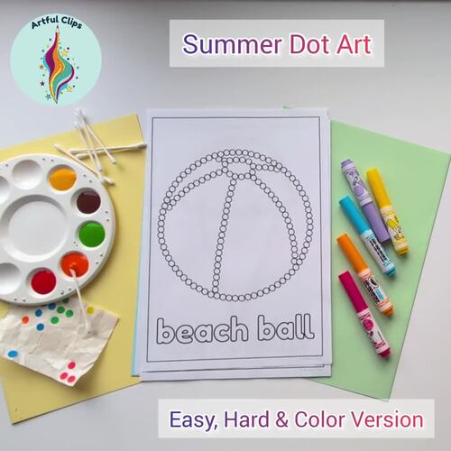 Summer Q Tip Painting, 30 Dot Art Pages for May & June Fine Motor ...