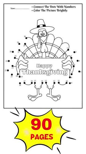THANKSGIVING Dot to Dot Activity Connect the Dots FUN Worksheets