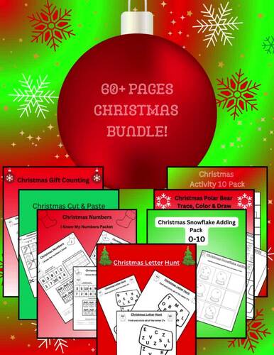 Christmas Worksheet Bundle PreK-2nd by Ms Cindys Coloring Book | TPT