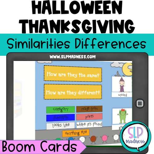 Halloween Thanksgiving Speech Therapy Boom Cards l Similarities and ...