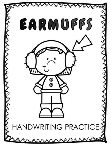 Letter E Tracing Worksheets Preschool PreK Kindergarten Earmuffs
