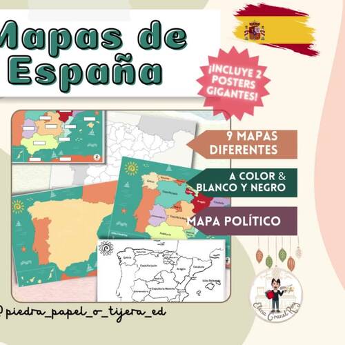 Mapas de España _ 9 versiones + 2 posteres gigantes by Rock Paper Teachers