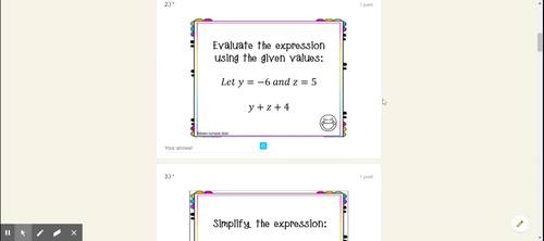 Simplifying Algebraic Expressions Digital Self Checking Task Cards for ...