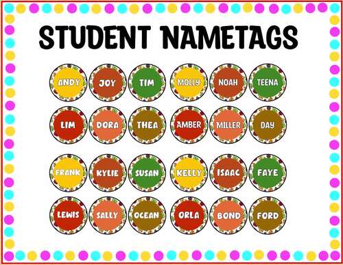 Autumn Student Name Labels, Boho Bright Fall Colors Rainbow Name Plates