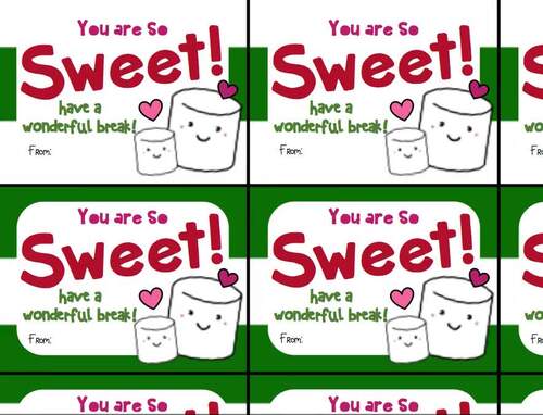Marshmallow (Hot Chocolate) Winter Holiday Gift Tag- You are so sweet!