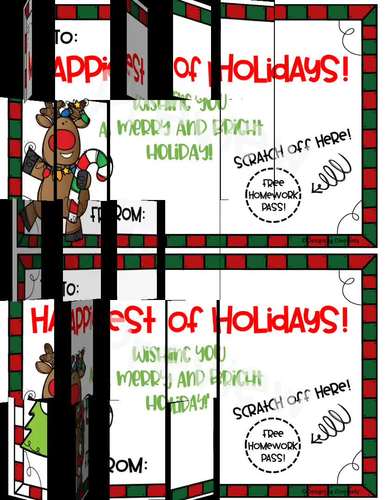 Holiday Christmas Scratch Off Gift Cards EDITABLE and CUSTOMIZABLE