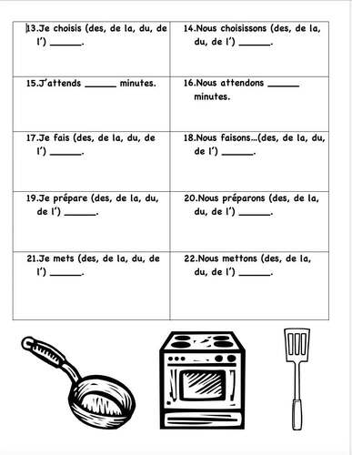 Grade 7 Recipe Challenge Video Unit Phrases Handout & Worksheet | TPT