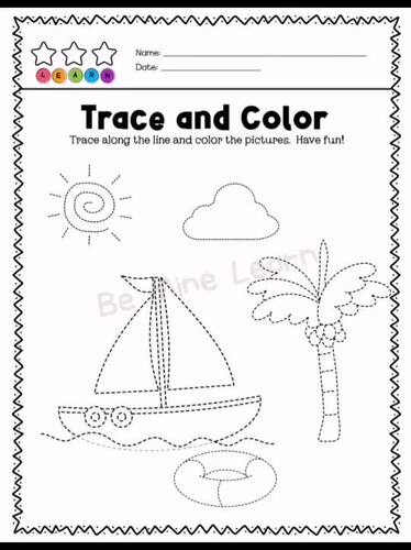 Tracing Lines, Coloring, and Mazes (Kindergarten Fine Motor Skills ...