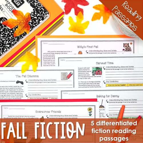 Fall Fiction Reading Comprehension Passages by ELA with Mrs Martin