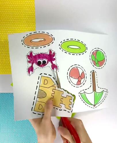 Build A Beach Craft Summer Craftivity Ocean No Prep Sea Art Project Cut ...