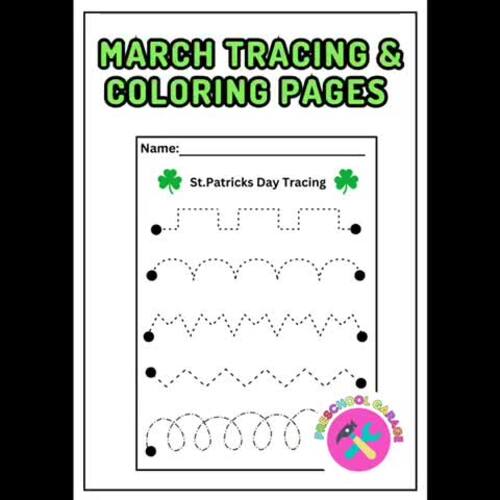 March Tracing and Coloring Pages – St. Patrick’s Day Theme by Preschool ...