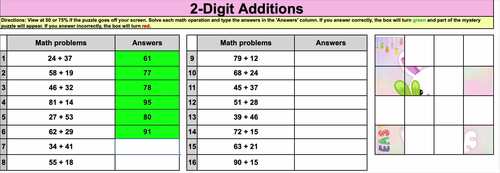 2-digit addition EASTER- mystery puzzle fun math game by Yamilex Castillo