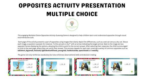 Opposites Activity Presentation-multiple choice BUNDLE set (ABLLS-R C24 ...