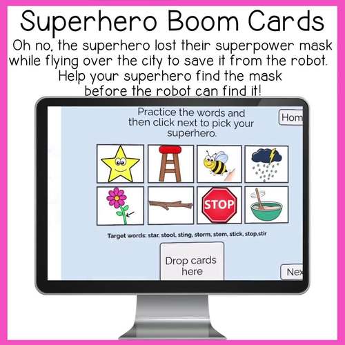 Articulation BOOM CARDS S blends: Superhero Search & Say by Speechie Pals