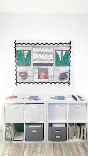 Fireplace Bulletin Board - A Cozy Christmas Bulletin Board Kit | TPT