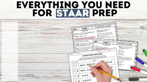 STAAR Context Clues Task Cards Test Prep with New Item Types | 4th & 5th